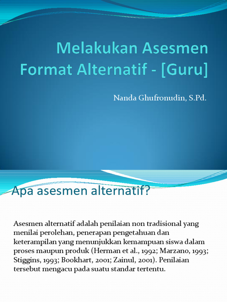 Doing Asesmen Format Alternatif Guru New | PDF