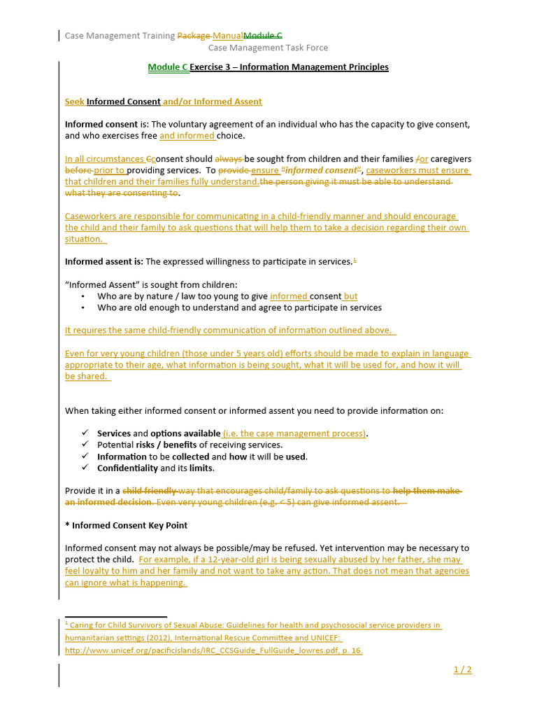 Module C Exercise 3 Group Work | PDF | Informed Consent | Consent