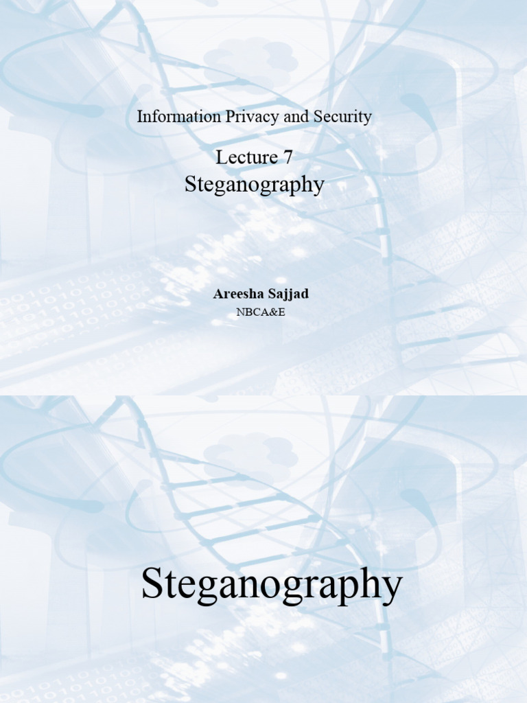 Lecture 7 Steganography | PDF | Crime Prevention | Telecommunications Engineering