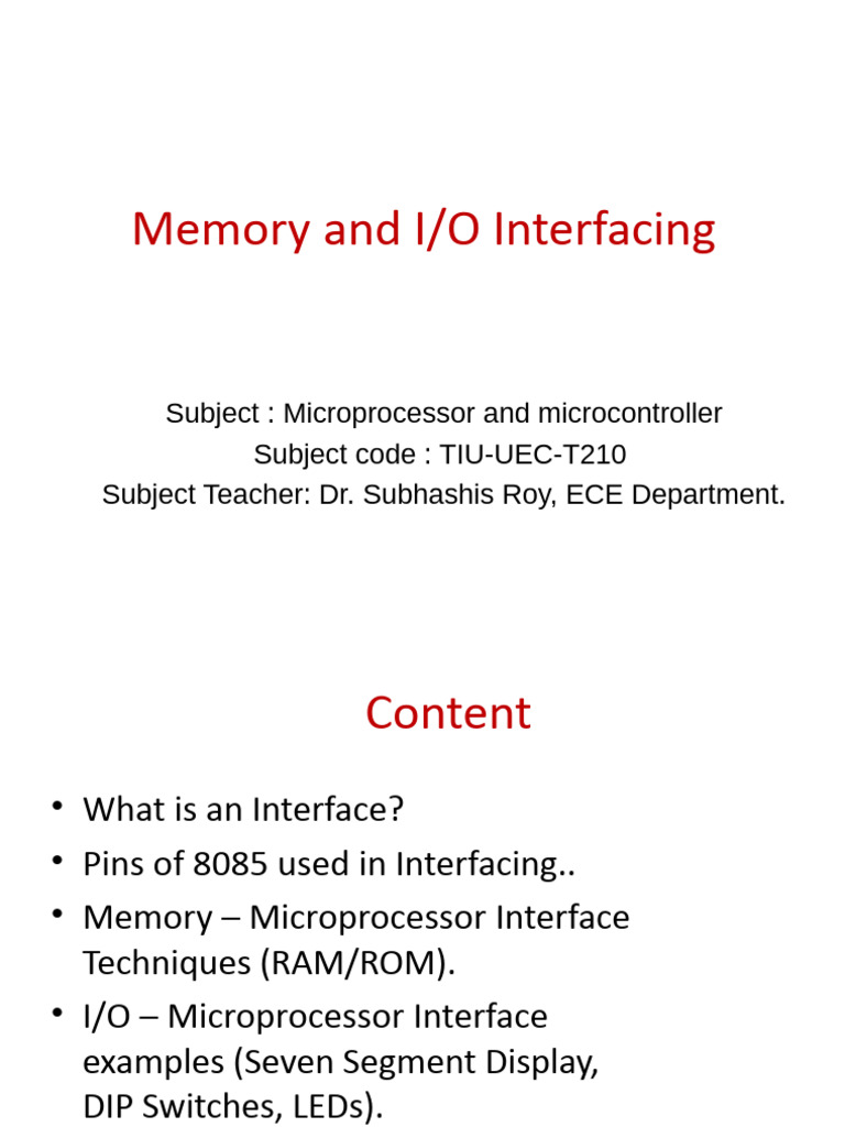 TIU-UEC-T210 Microproc Module1 Lecture 8 | PDF | Input/Output | Electronics