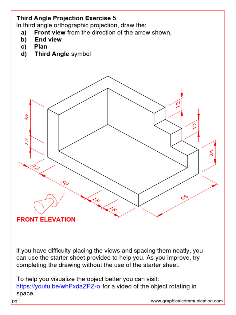 Third Angle Projection Exercise Guide | PDF