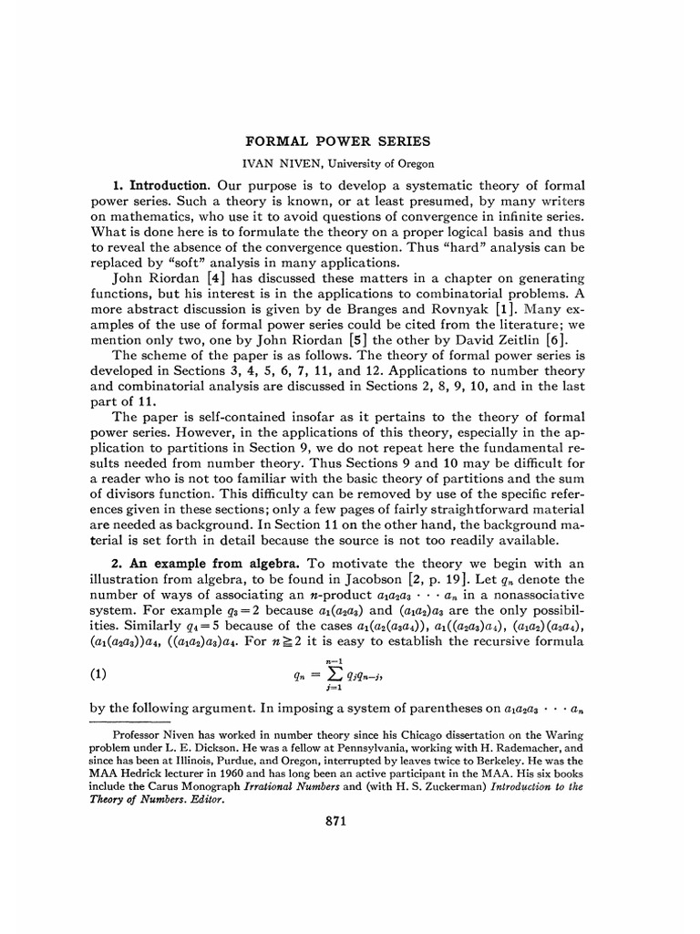 Formal Power Series | PDF
