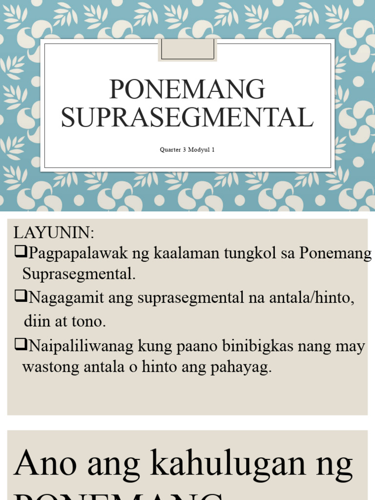 Week 2. 2nd Qtr. Day 2. Ponemang Suprasegmental | PDF