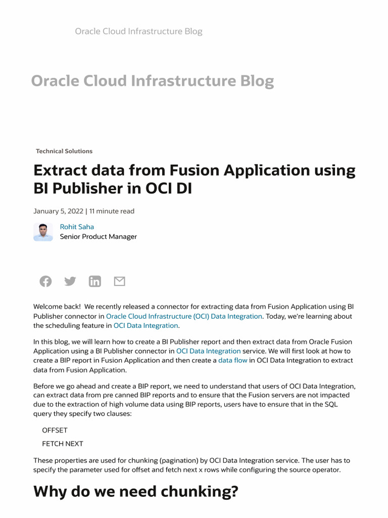 Extract Data From Fusion Application Using BI Publisher in OCI DI | PDF