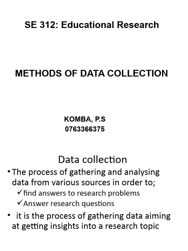 Lecture 7 Data Collection | PDF | Questionnaire | Data