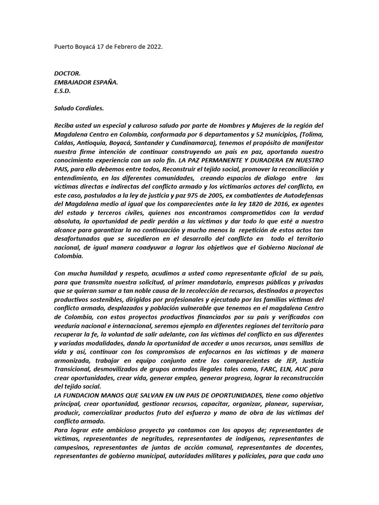 Carta Embajada España | PDF