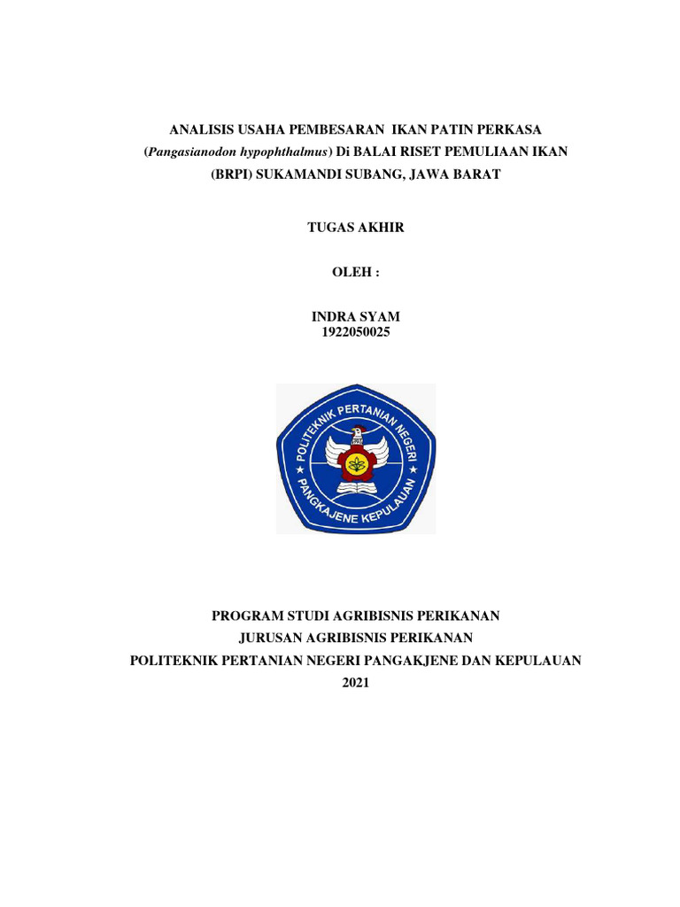 Analisis Pembesaran Ikan Patin BRPI | PDF
