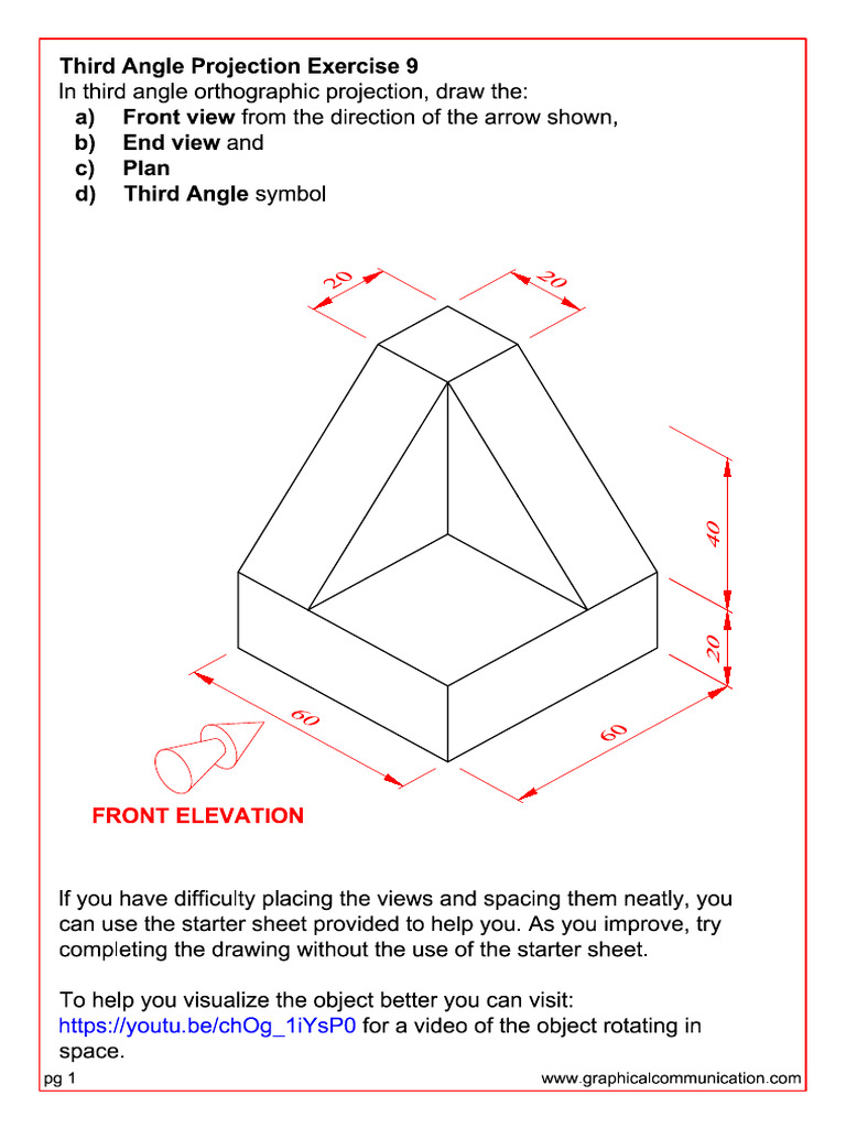 Third Angle Projection Drawing Exercise | PDF | Technology & Engineering