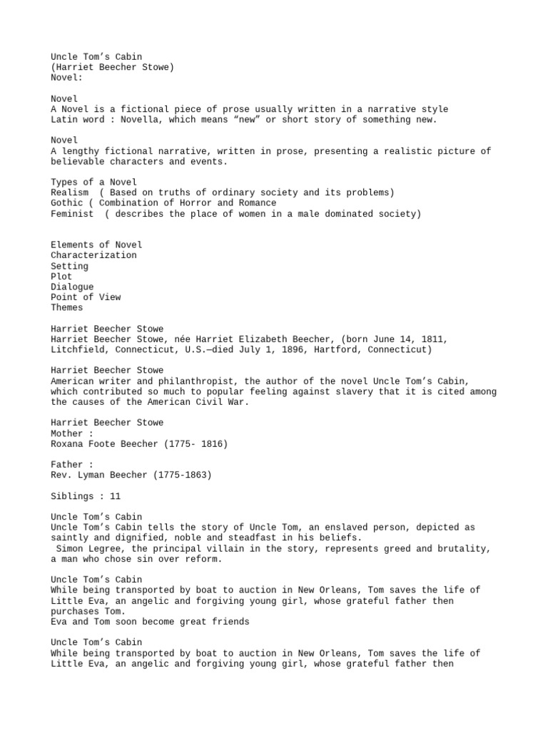 Uncle Tom's Cabin Overview and Themes | PDF