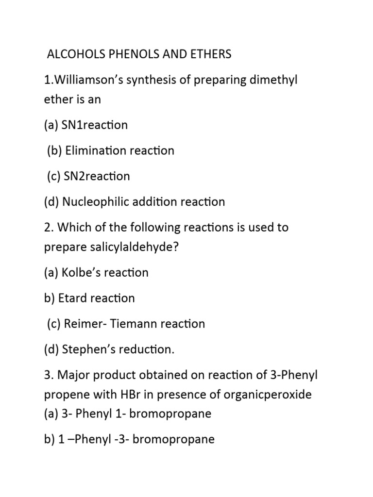 Alcohols Phenols and Ethers | PDF | Ether | Ethanol