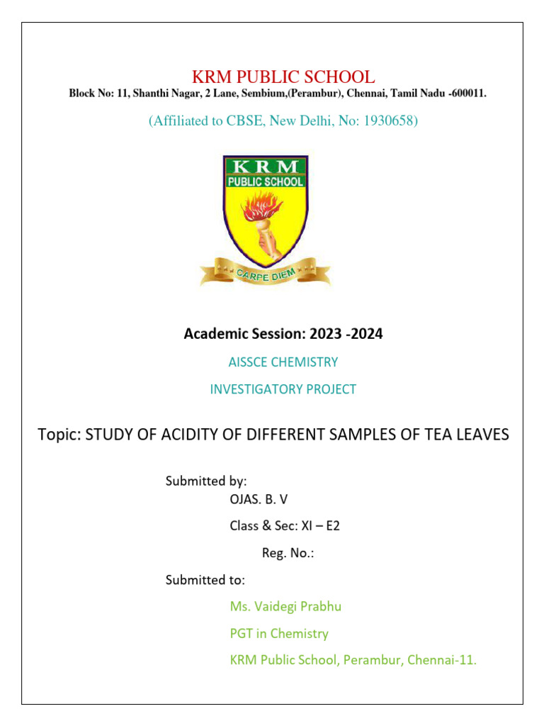 Acidity in Tea | PDF | Tea | Ph