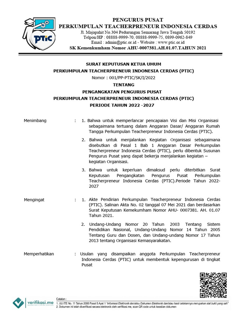 Draft SK PP PTIC | PDF