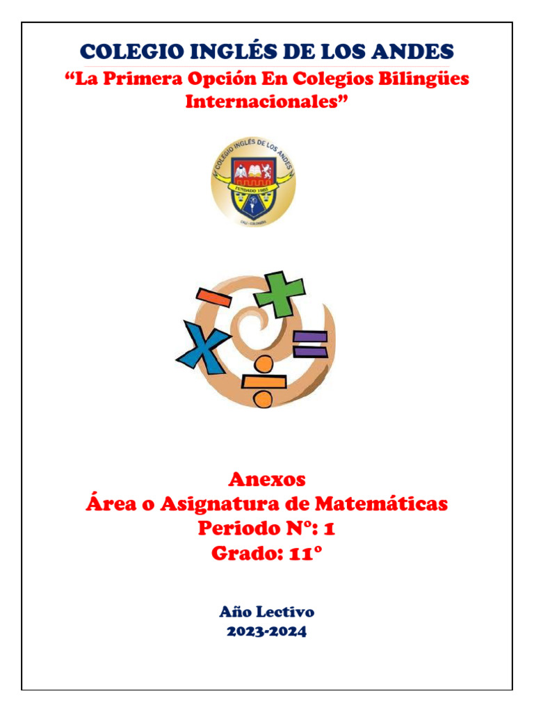 Anexos de Matematicas 11°-I Periodo-2023-2024 | PDF
