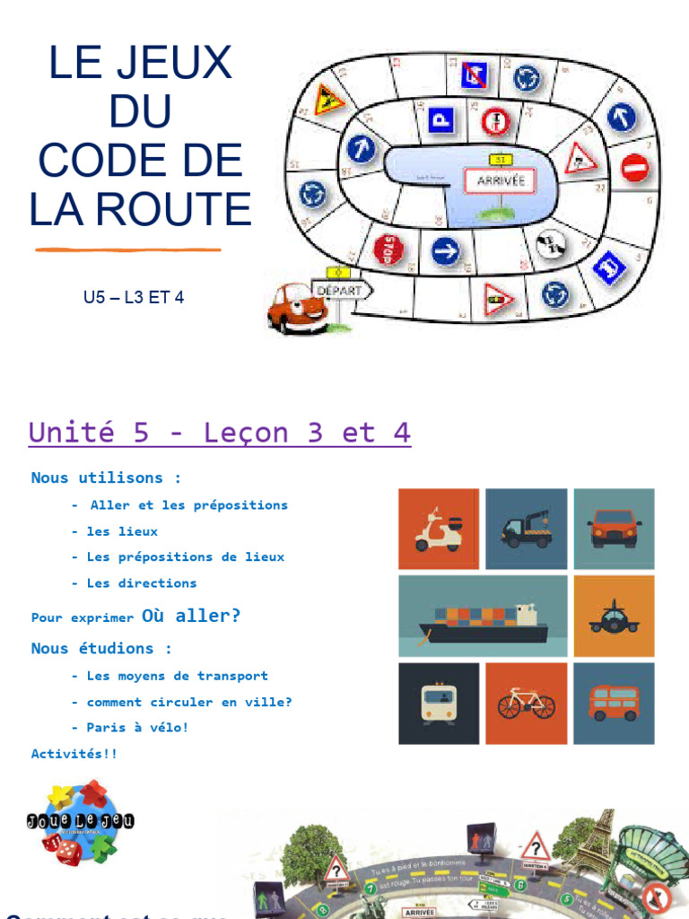 Le Jeux DU Code de La Route: U5 - L3 ET 4 | PDF | Jeu de plein air | Infrastructure de transport