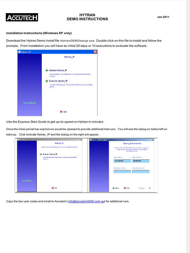 Hytran Demo Install Instructions | PDF | Windows 7 | Microsoft Windows