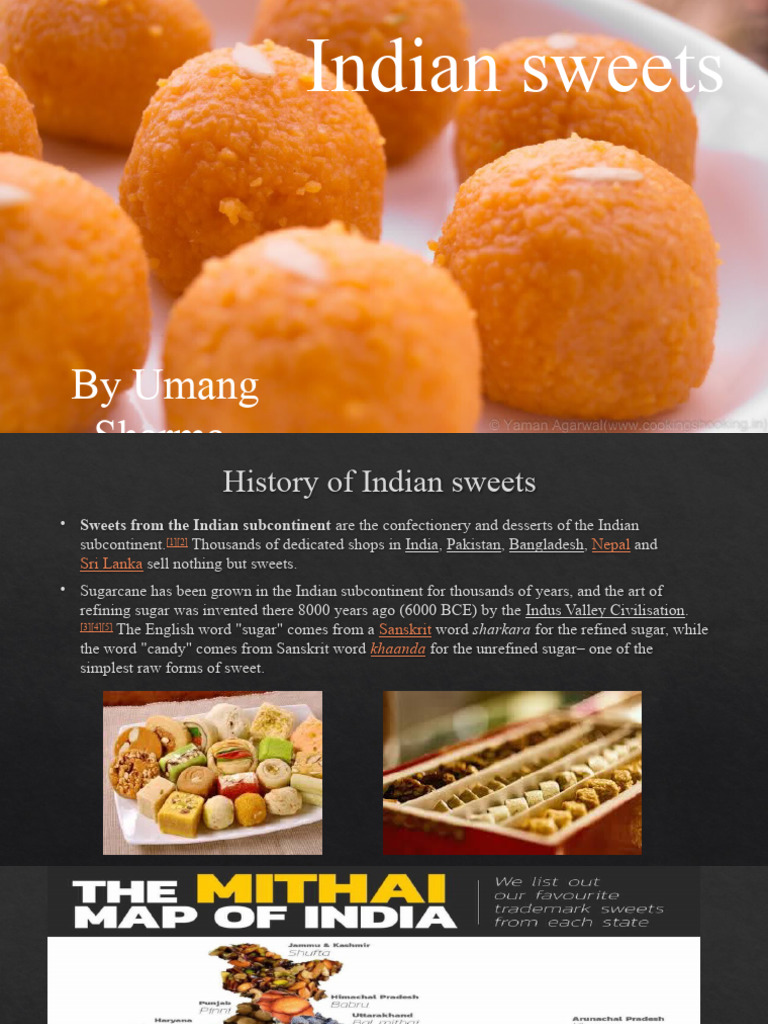 Origins and Varieties of Indian Sweets | PDF | Cooking | Indian Cuisine