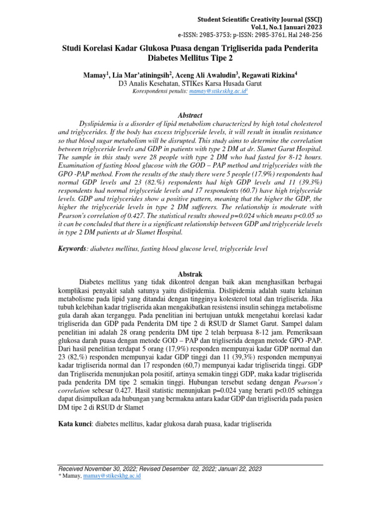 SSCJ Vol 1 No 1 Januari 2023 Hal 248-256 | PDF | Insulin Resistance ...