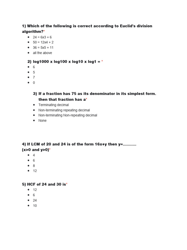 SSC Maths Real Numbers | PDF