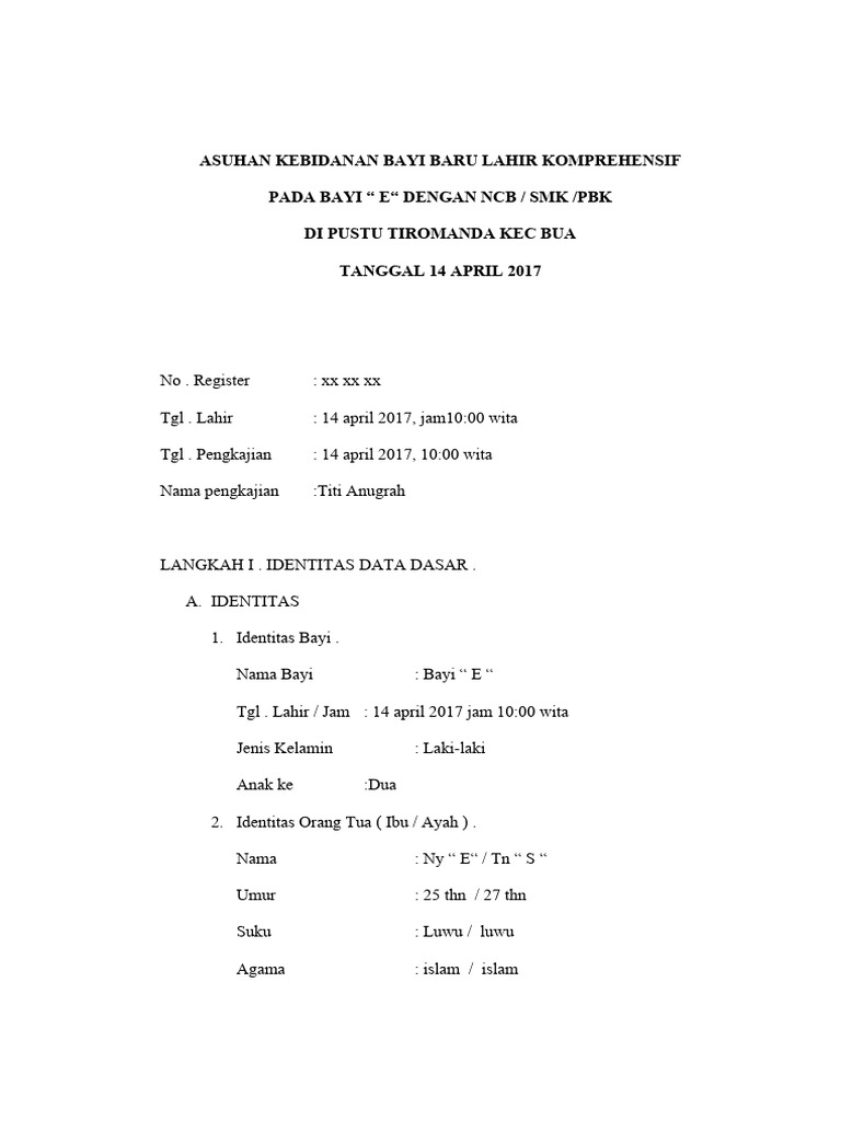 Laporan Asuhan Bayi Baru Lahir | PDF