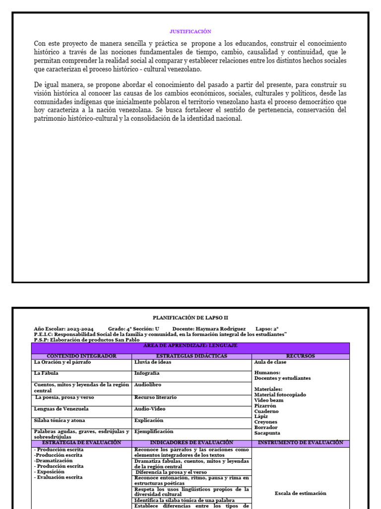 Proyecto de Aprendizaje 2do Lapso (1) 111133 Am - 007aed | PDF | Evaluación | Venezuela