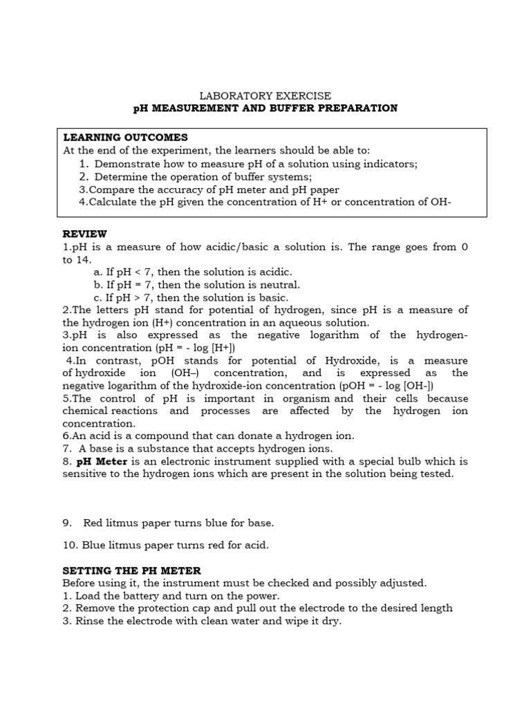 Laboratory Exercise-Ph Meter | PDF | Ph | Hydroxide