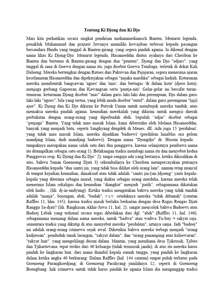Tentang Ki Djong Dan Ki Djo | PDF