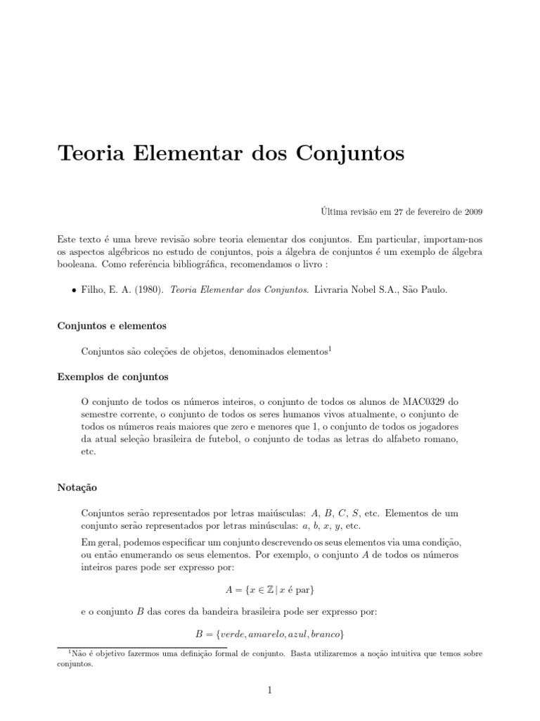 Conjunto S | PDF | Conjunto (Matemática) | Conjunto vazio (Matemática)