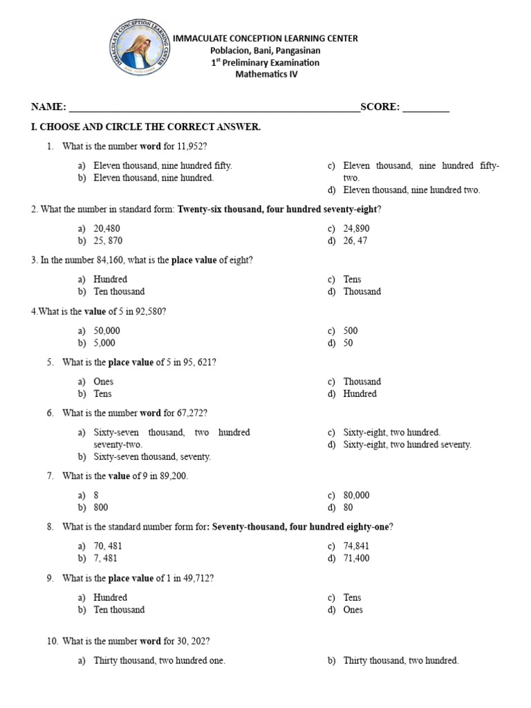 Mathematics Pre Lim | PDF | Notation | Numbers