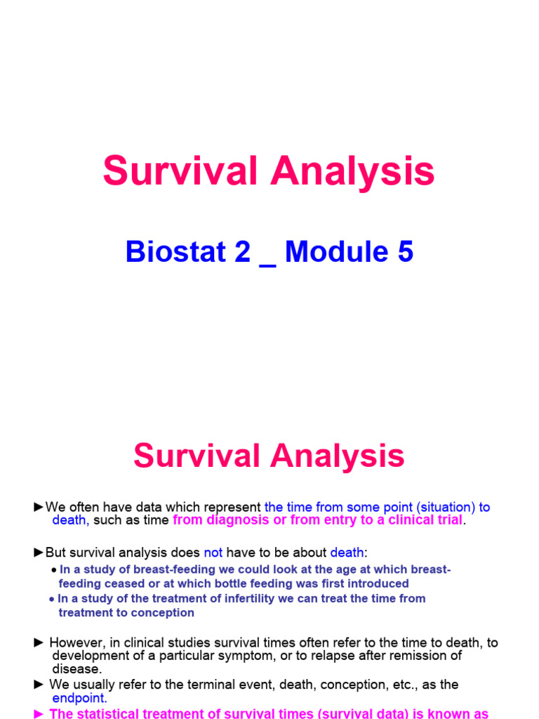 Bio2 Module 6 - Survival Analysis | PDF | Regression Analysis | Statistical Analysis