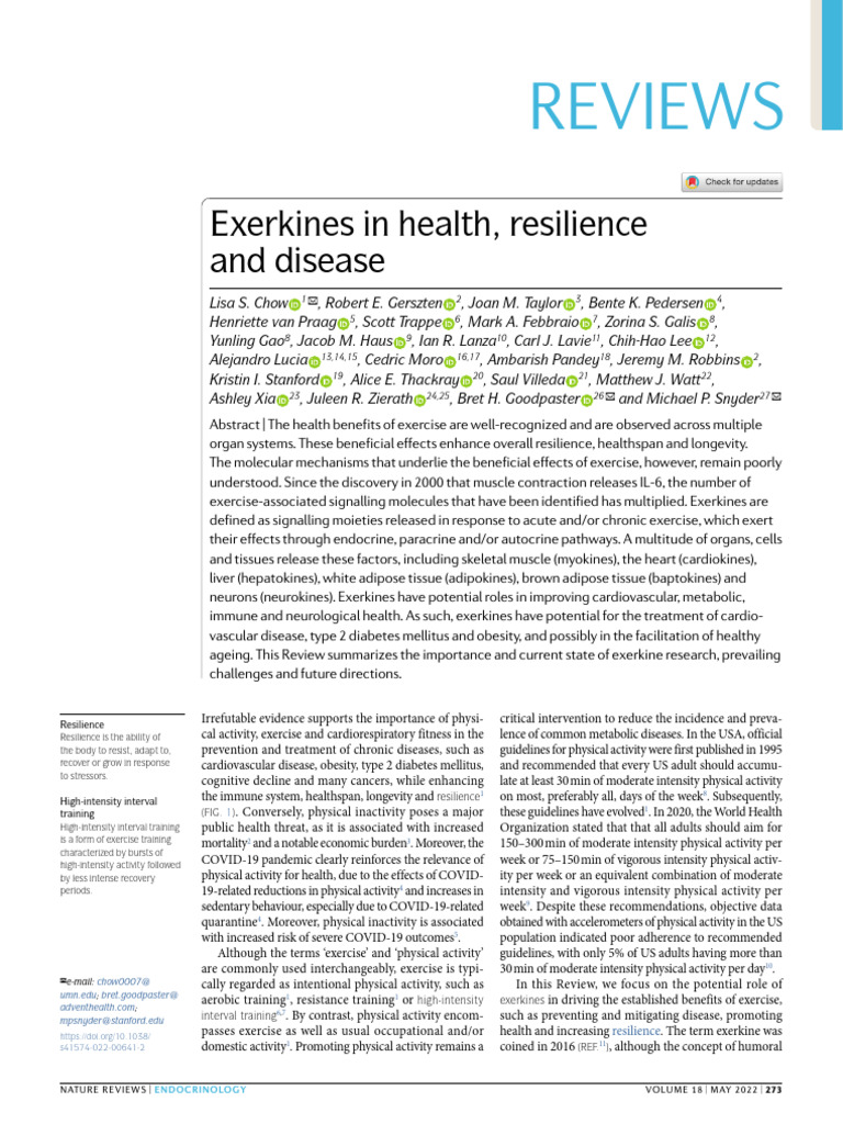 Exerkines in Health, Resilience and Disease | PDF | Interleukin 6 ...