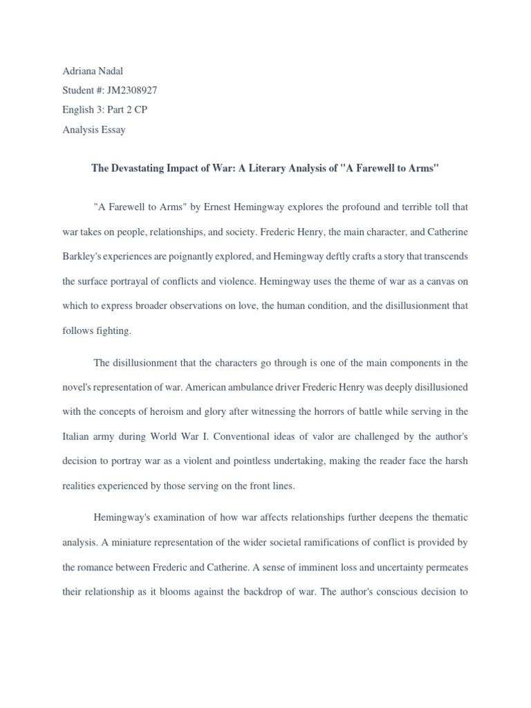Analyzing War's Impact in Hemingway | PDF | Ernest Hemingway