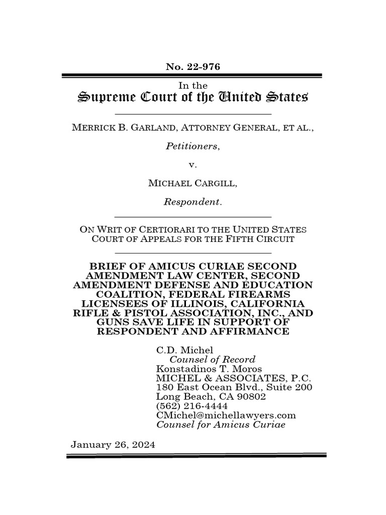 Second Amendment Law Center & Allies File Amicus Brief in SCOTUS ...
