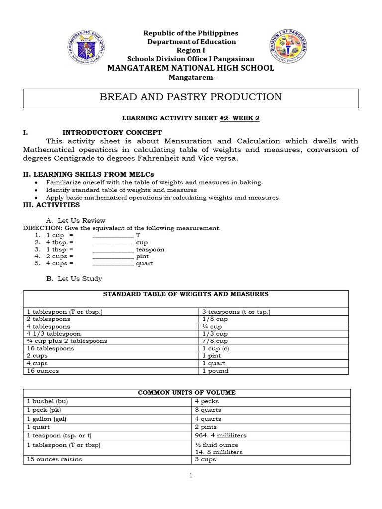 LAS-BPP-WEEK2 | PDF | Cakes | Pound (Mass)