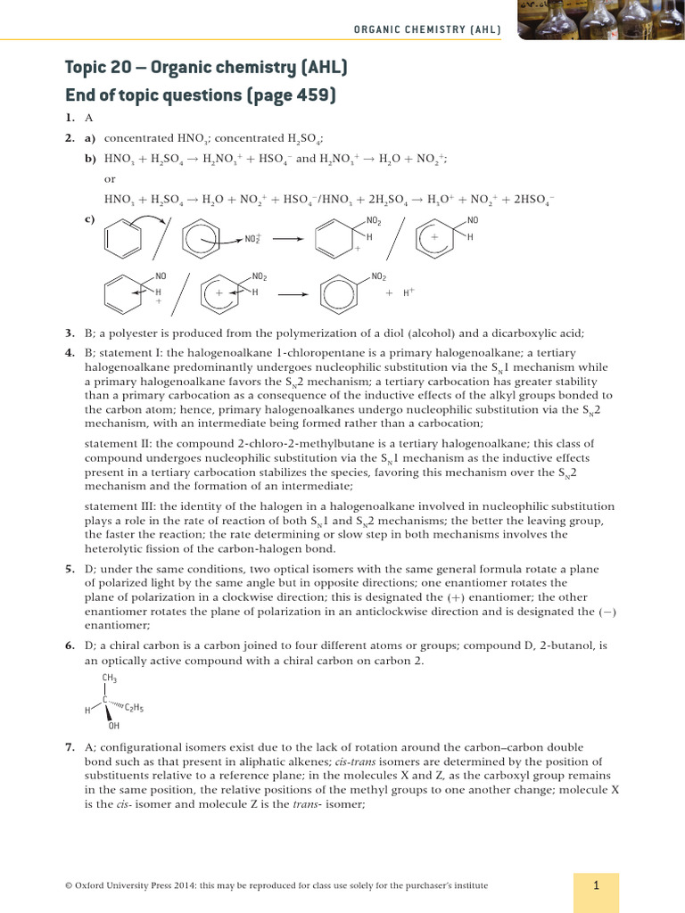 Ib Chem Answers 20 | PDF | Chemical Reactions | Chemical Substances
