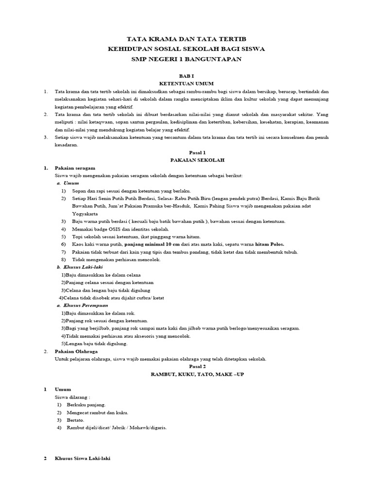 Tata Krama Dan Tata Tertib 2020 | PDF Tata Krama Dan Tata Tertib 2020 | PDF