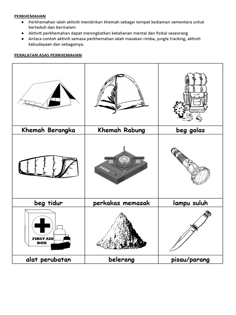 Peralatan Asas Perkhemahan | PDF