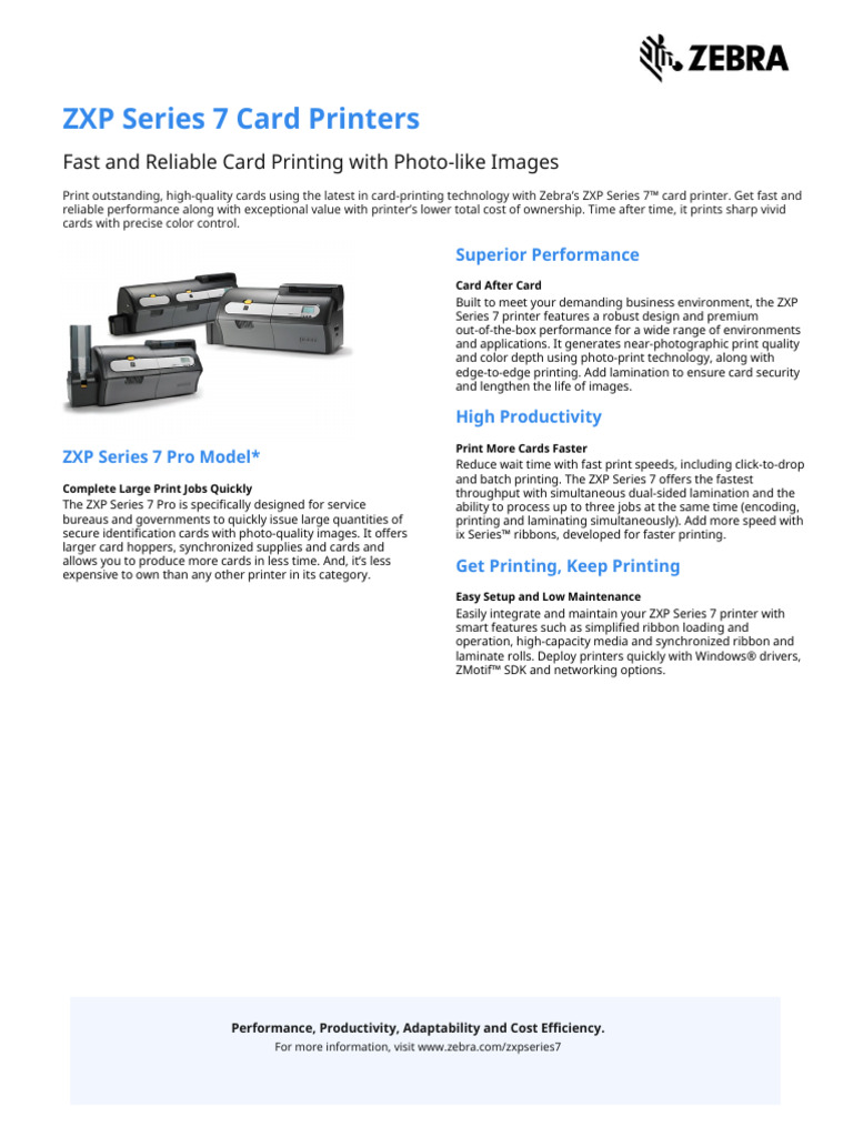 ZXP Series 7 Spec Sheet en Us | PDF | Printer (Computing) | Smart Card