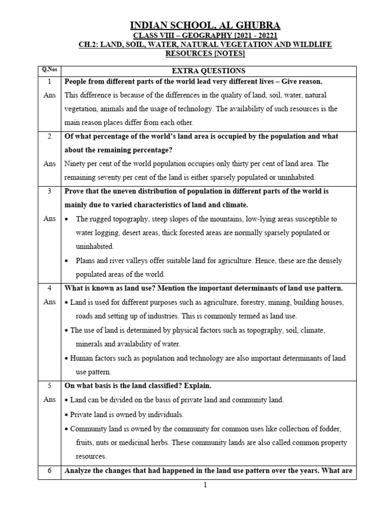 CL - 8 - CH 2 - Land, Soil, Water, Natural Vegetation and Wildlife ...