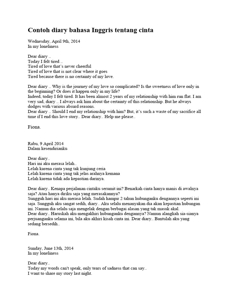 Contoh Diary Bahasa Inggris | Download Free PDF | Fc Barcelona | Adolescence