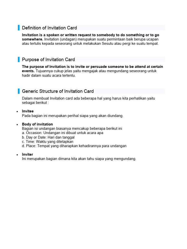 Definition of Invitation Card | PDF