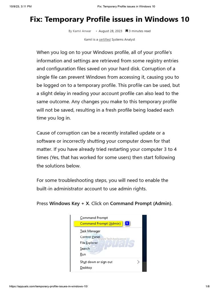 Fix - Temporary Profile Issues in Windows 10 | PDF | Windows Registry | Computer File