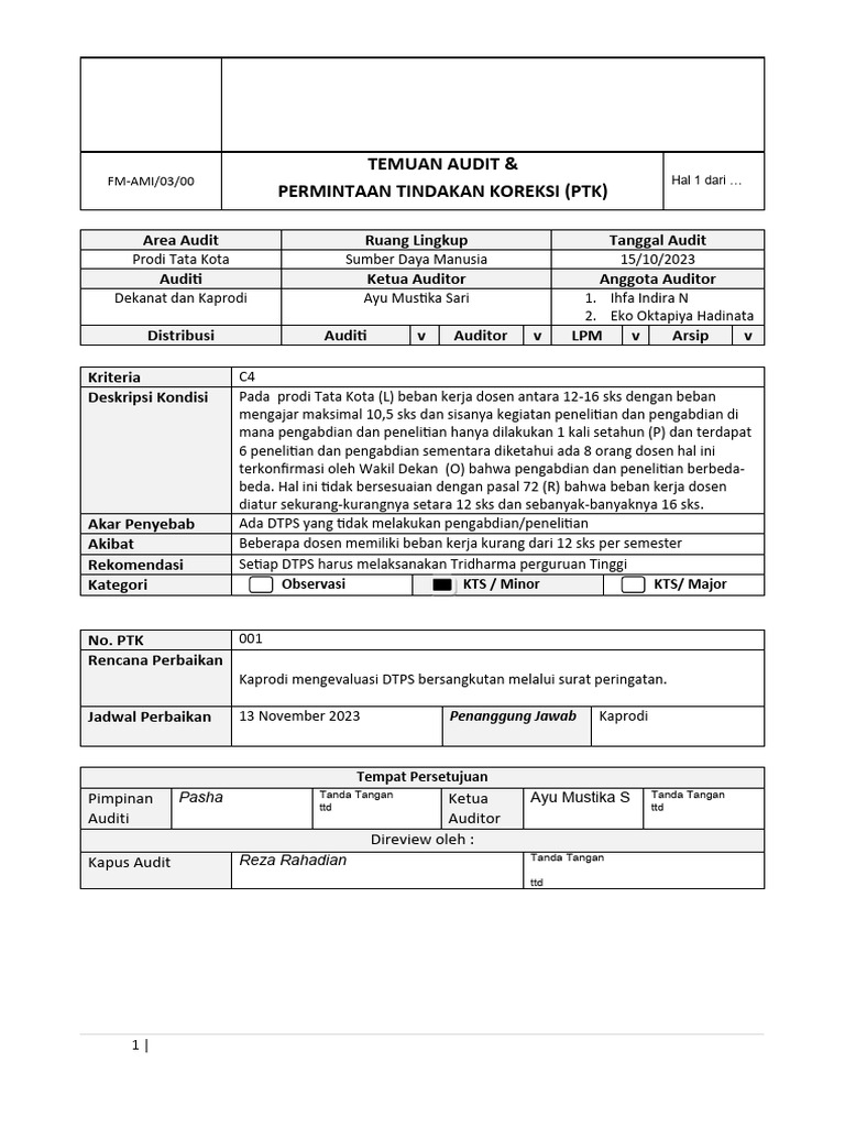 Ihfa - FM 03 (Temuan Audit) | PDF
