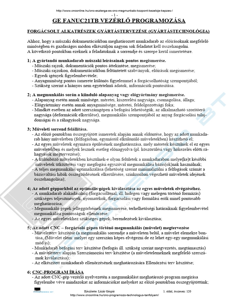 Fanuc21tb Programozas Uj Osszesito 2013 | PDF