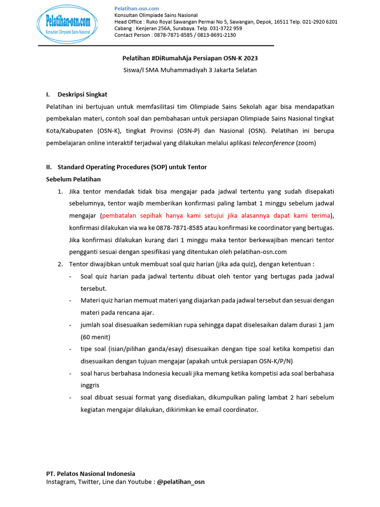 Pelatihan OSN-K 2023 oleh Pelatos | PDF | Karier & Perkembangan