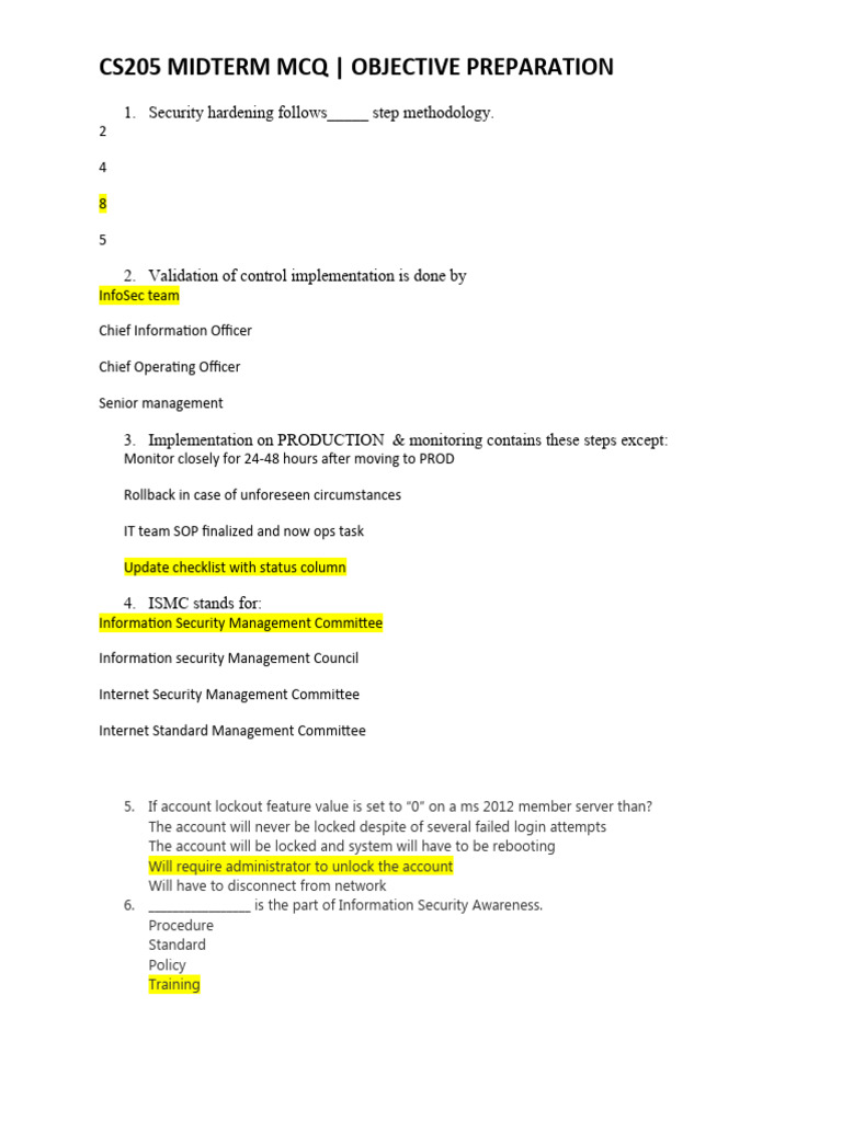 CS205 MCQS | PDF | Security | Computer Security