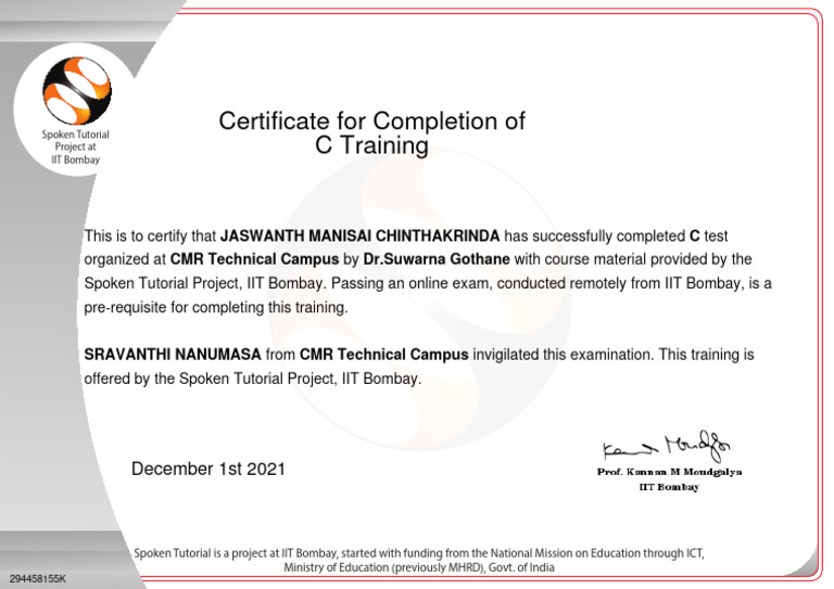 C Certificate | PDF