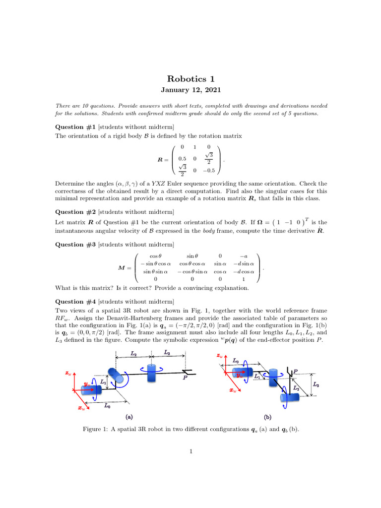 Robotics1 21.01.12 | PDF | Euclidean Geometry | Geometric Measurement