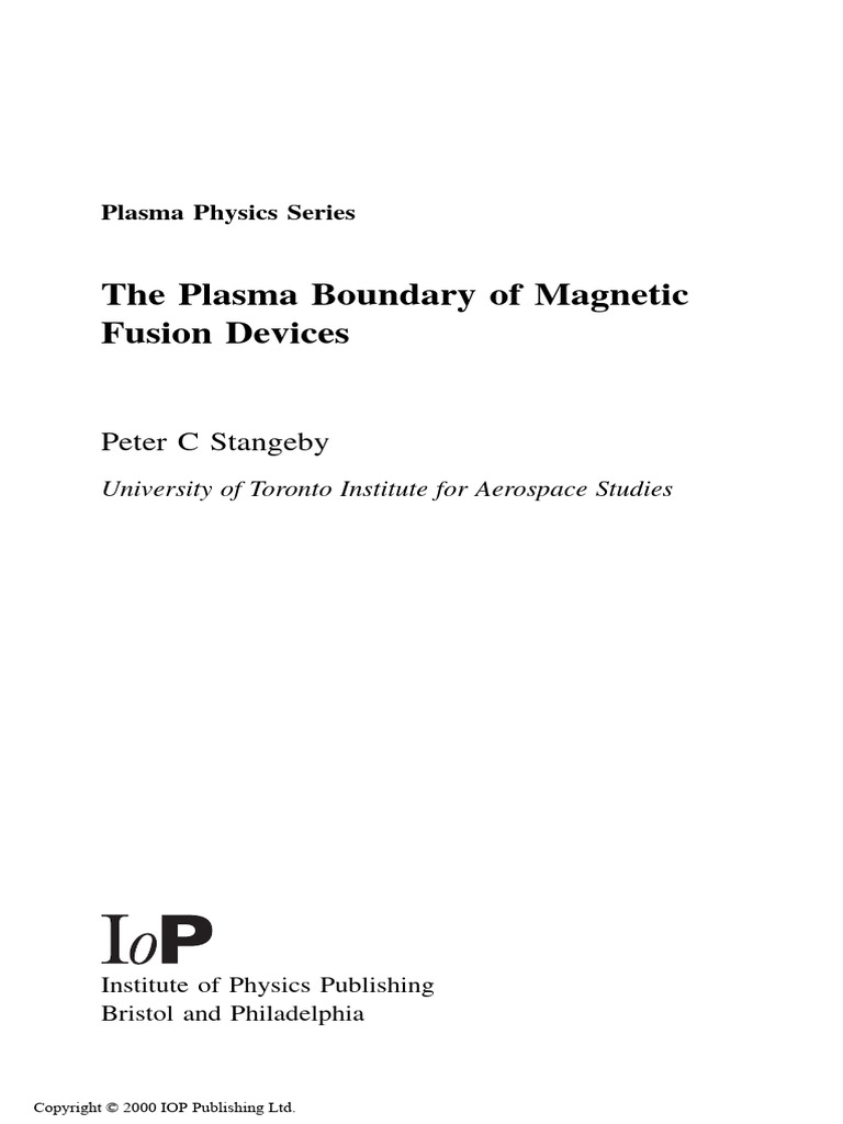 The Plasma Boundary of Magnetic Fusion Devices | PDF | Plasma (Physics) | Sputtering