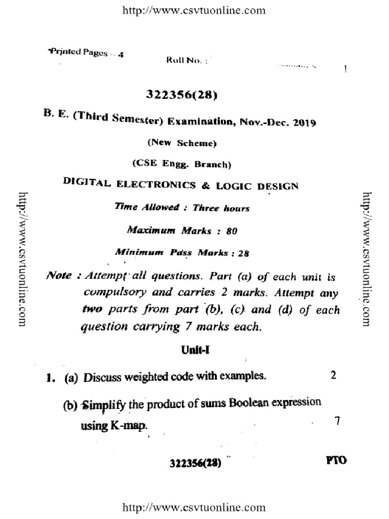 Digital Electronics and Logic Design Dec 2019 | PDF