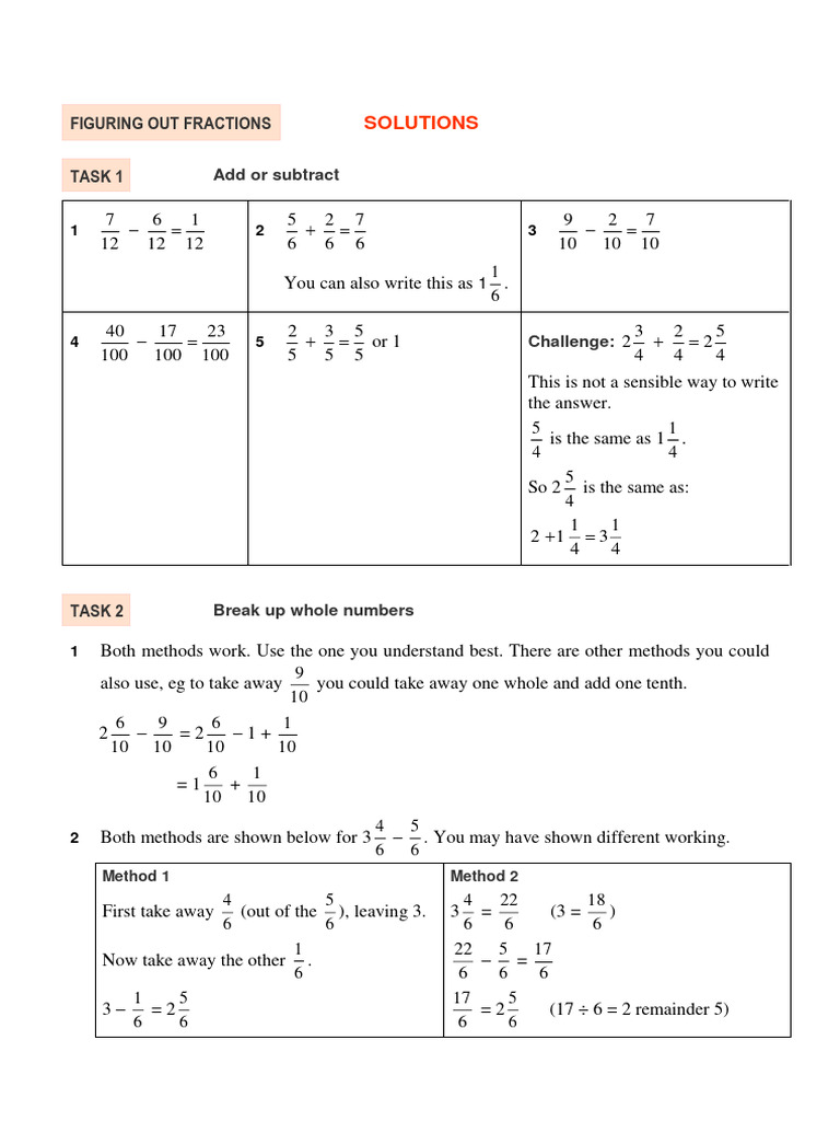Figuring Out Fractions SOLUTIONS | PDF | Arithmetic | Mathematics